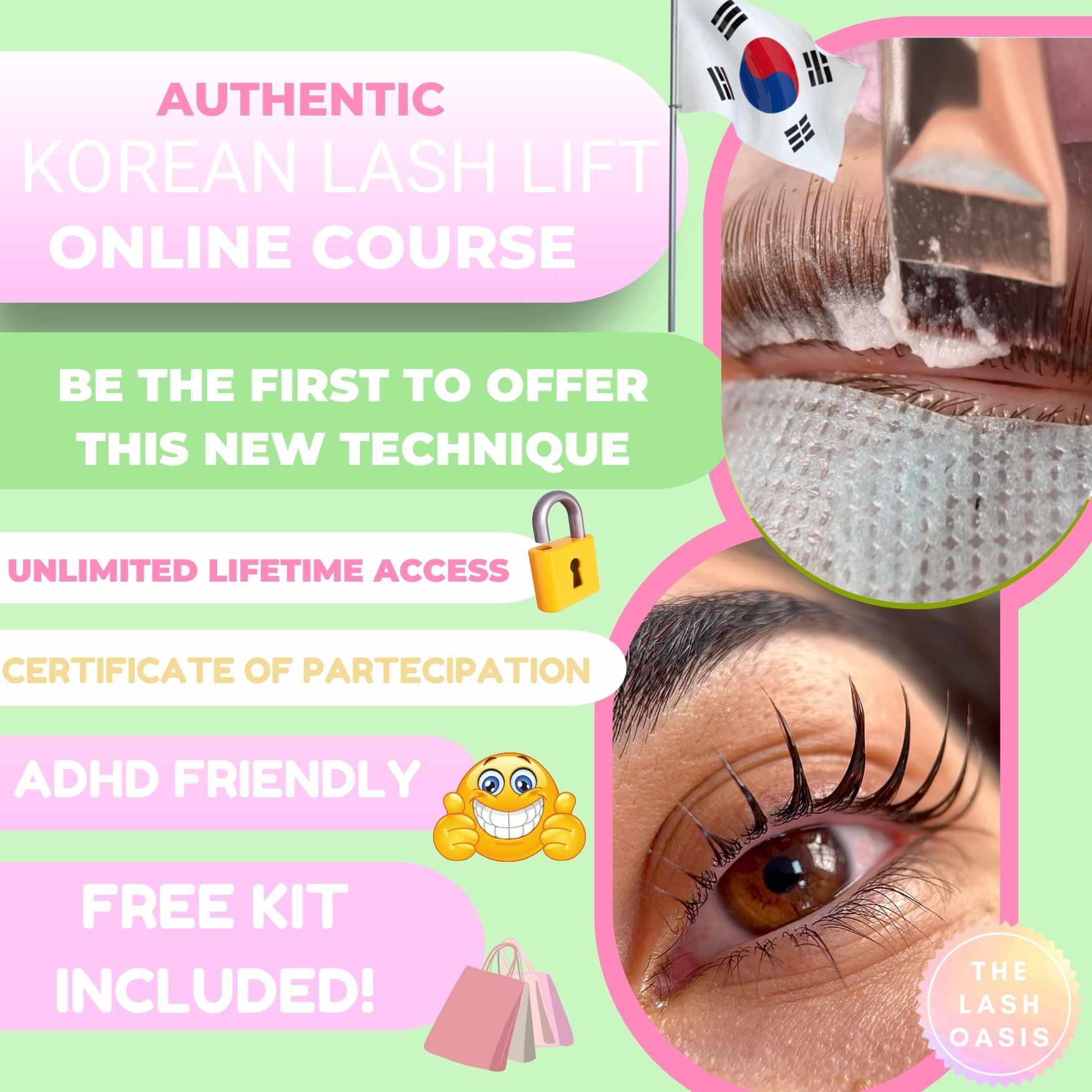 KOREAN LASH LIFT COURSE 🇰🇷👀💕(Kit Included) – The Lash Oasis Boutique